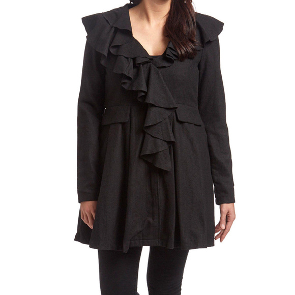 Ryu | Jackets & Coats | Ryu Dress Coat Ruffle Rag Collar Wool Mix ...